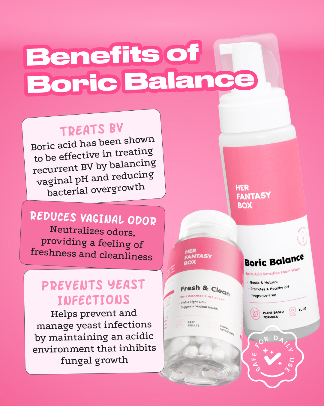 Boric Acid Vaginal Wash & Suppository Duo | Fresh & Clean Kit by Her ...